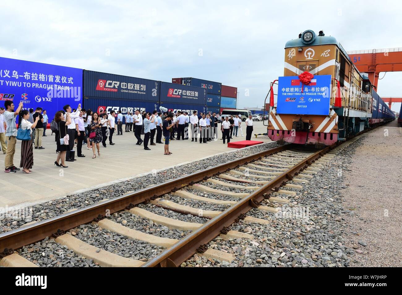 The first freight train of China Railway Express running from Yiwu to ...