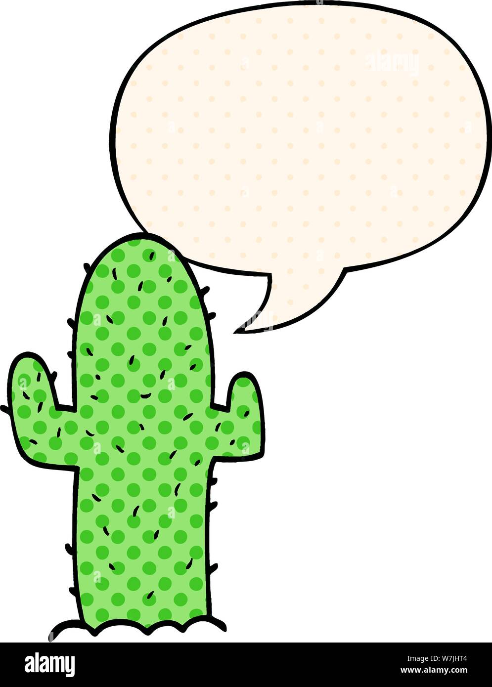 cartoon cactus with speech bubble in comic book style Stock Vector ...