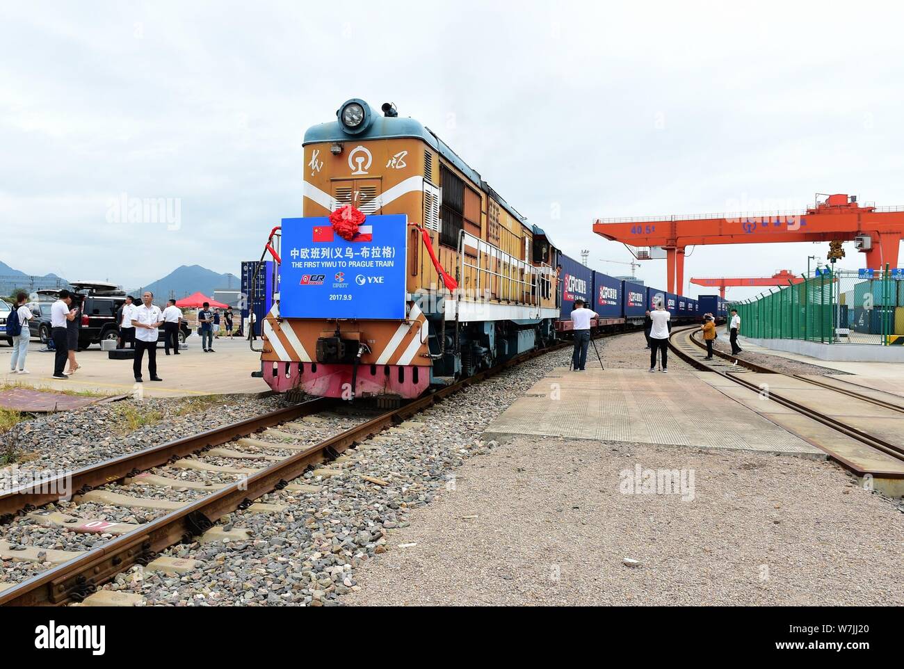 The first freight train of China Railway Express running from Yiwu to ...