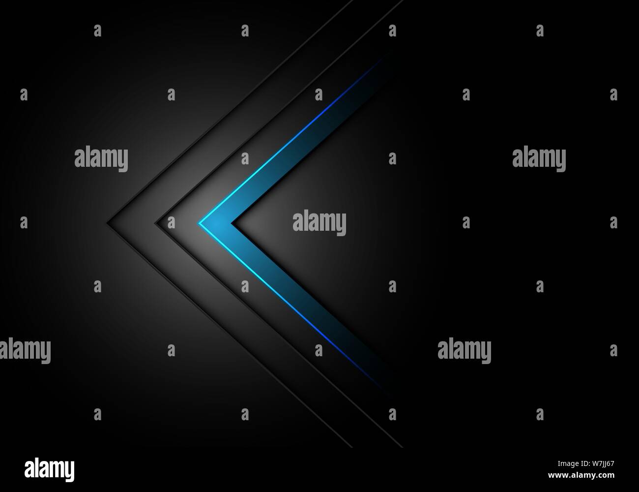Abstract blue arrow direction dim light on black design modern ...