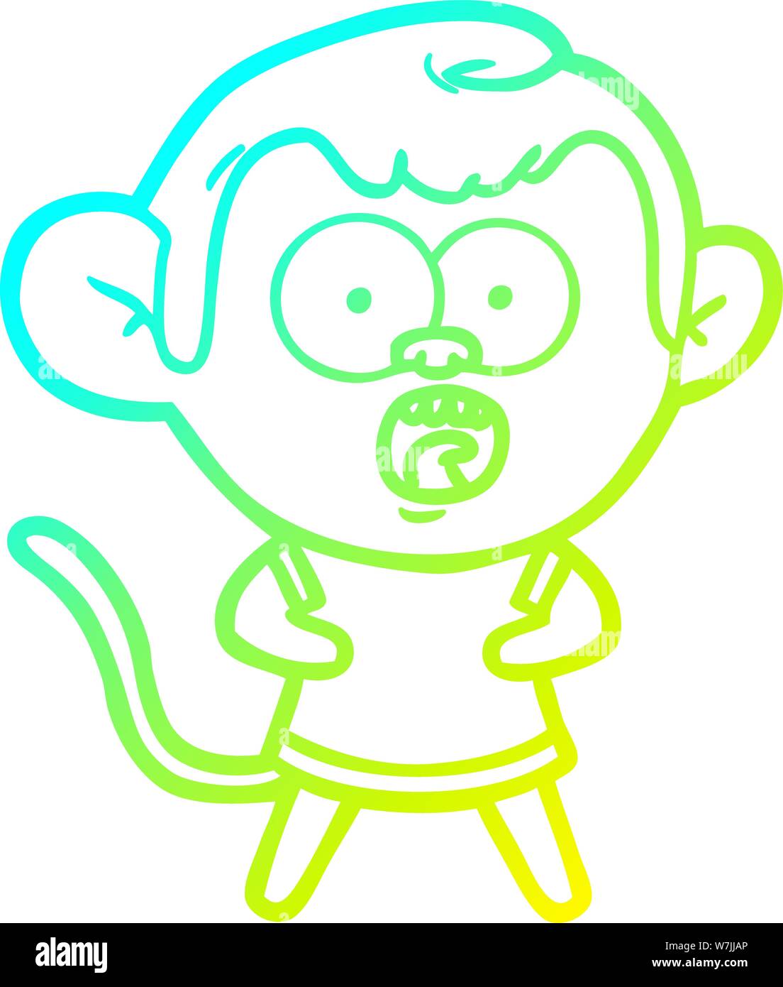 cold gradient line drawing of a cartoon shocked monkey Stock Vector ...