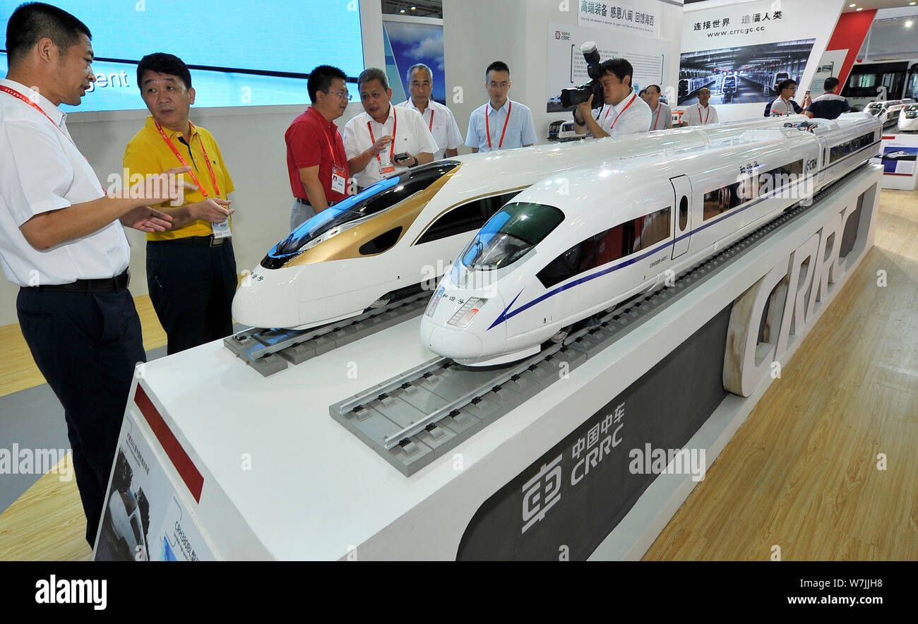 --FILE--People visit the stand of CRRC (China Railway Rolling Stock ...