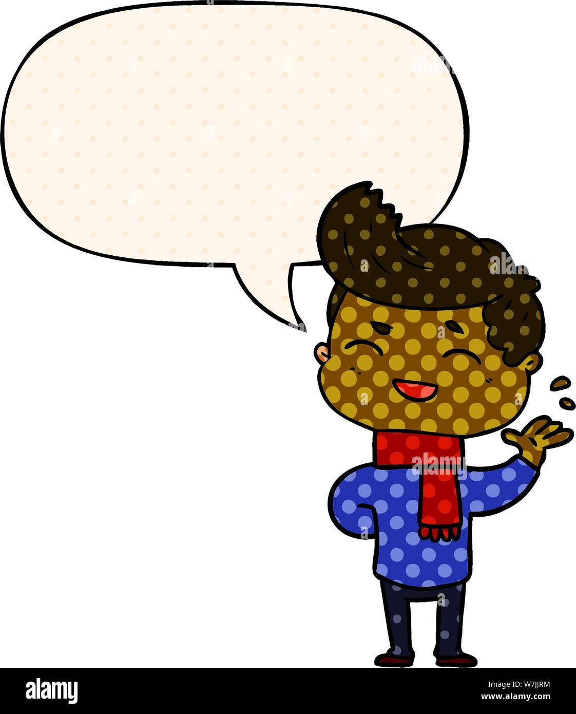 cartoon man laughing with speech bubble in comic book style Stock ...