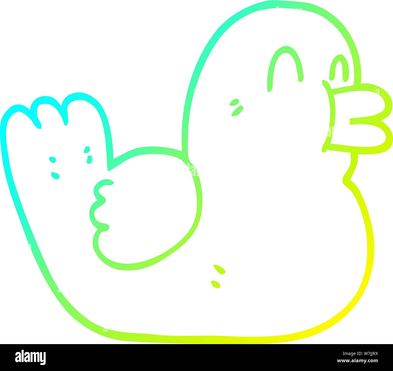 cold gradient line drawing of a cartoon happy duck Stock Vector Image ...