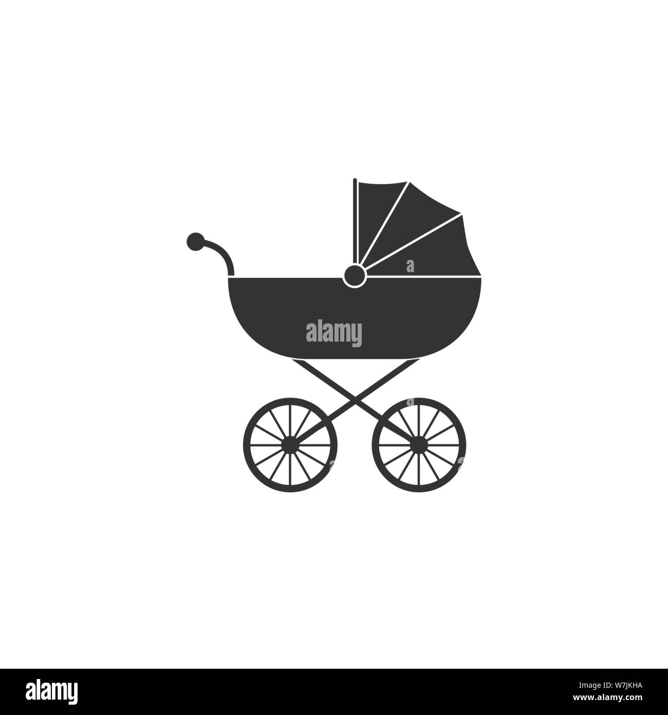 Vector illustration, flat design. Baby, carriage, buggy pram stroller ...