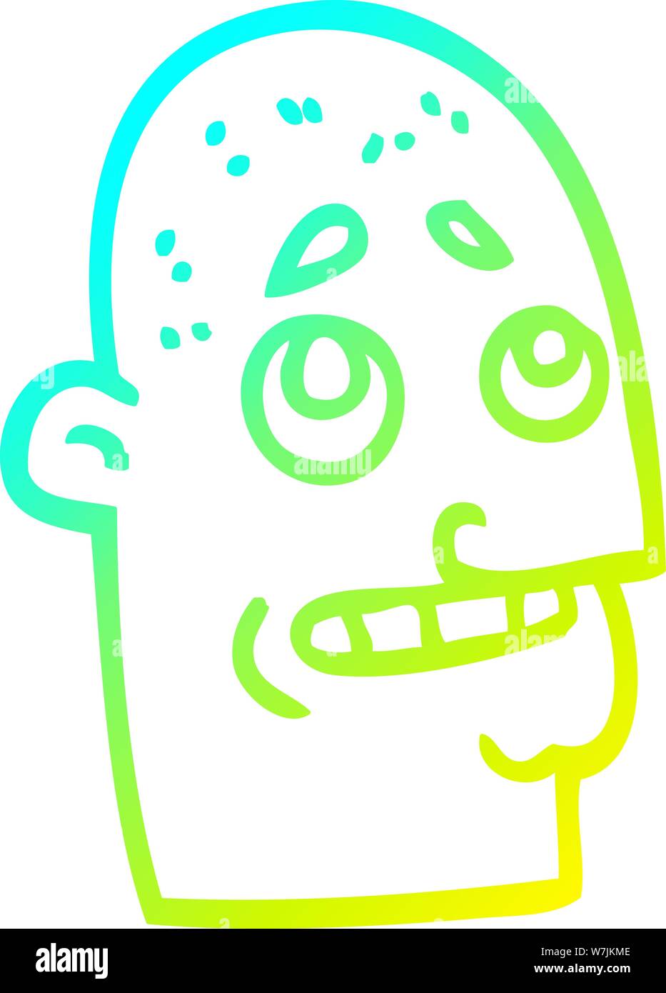 cold gradient line drawing of a cartoon bald man Stock Vector Image ...