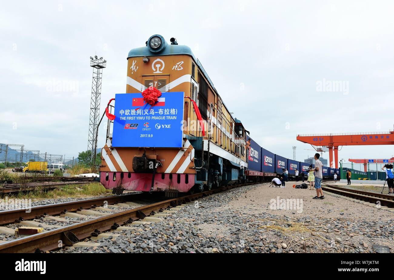 The first freight train of China Railway Express running from Yiwu to ...