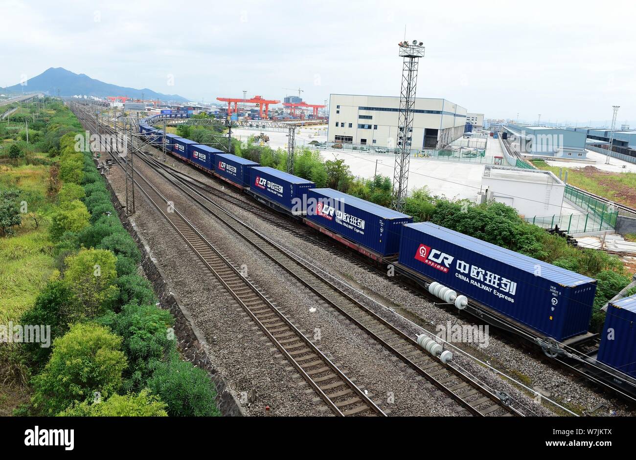 The first freight train of China Railway Express running from Yiwu to ...