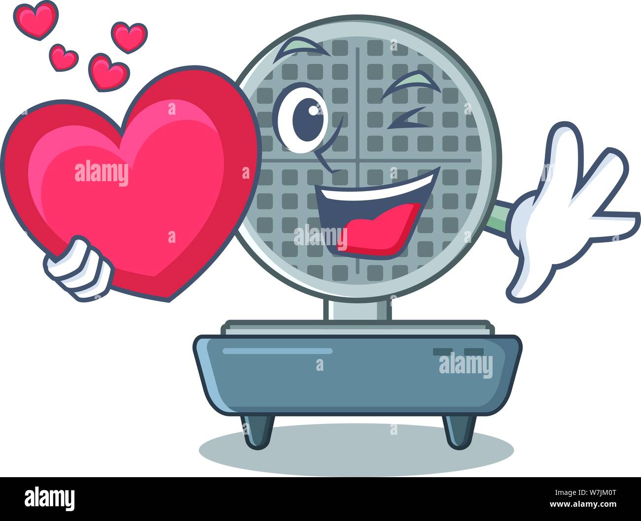 With heart waffle iron in cartoon kitchen cabinet Stock Vector Image ...