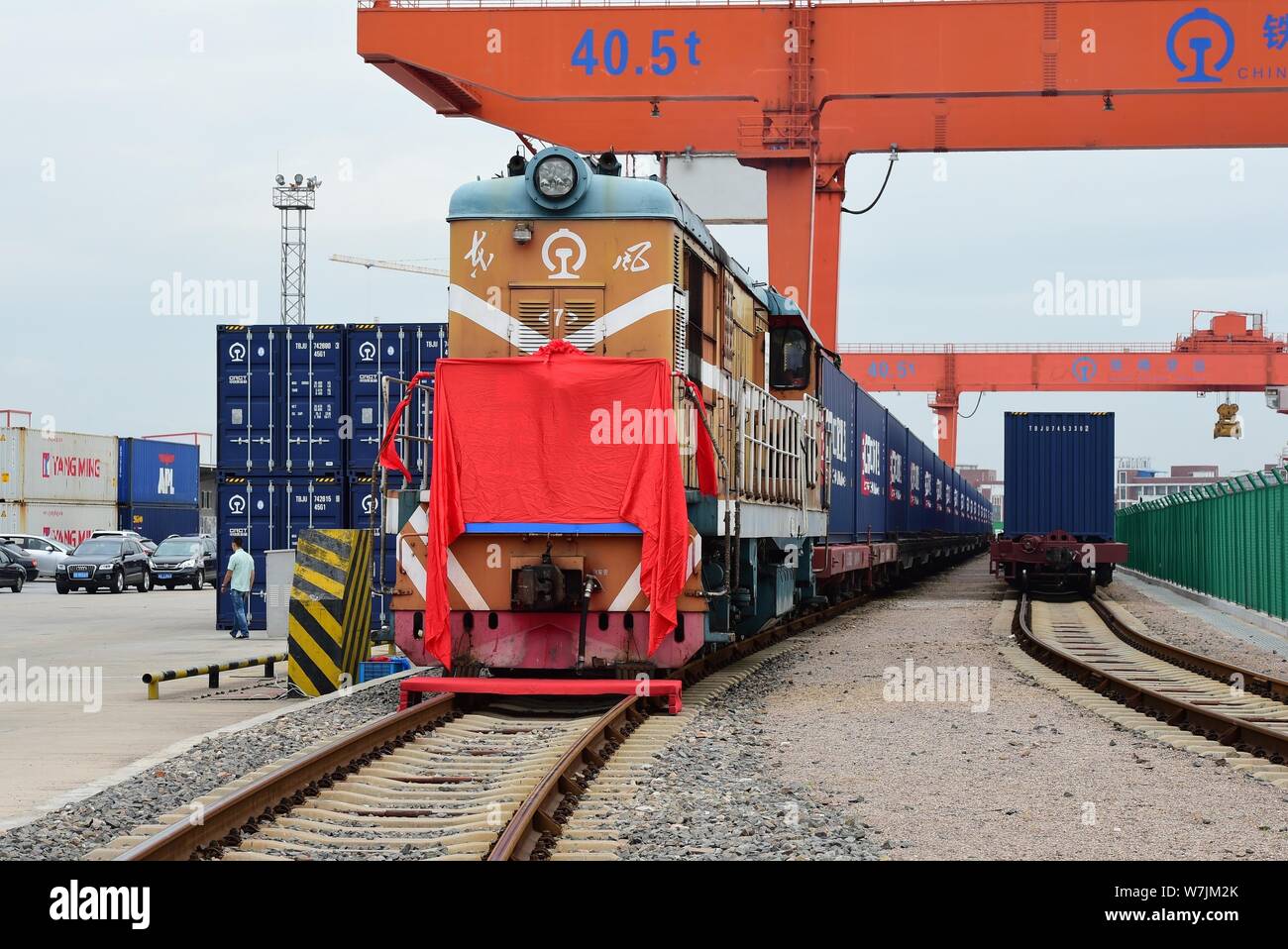 The first freight train of China Railway Express running from Yiwu to ...