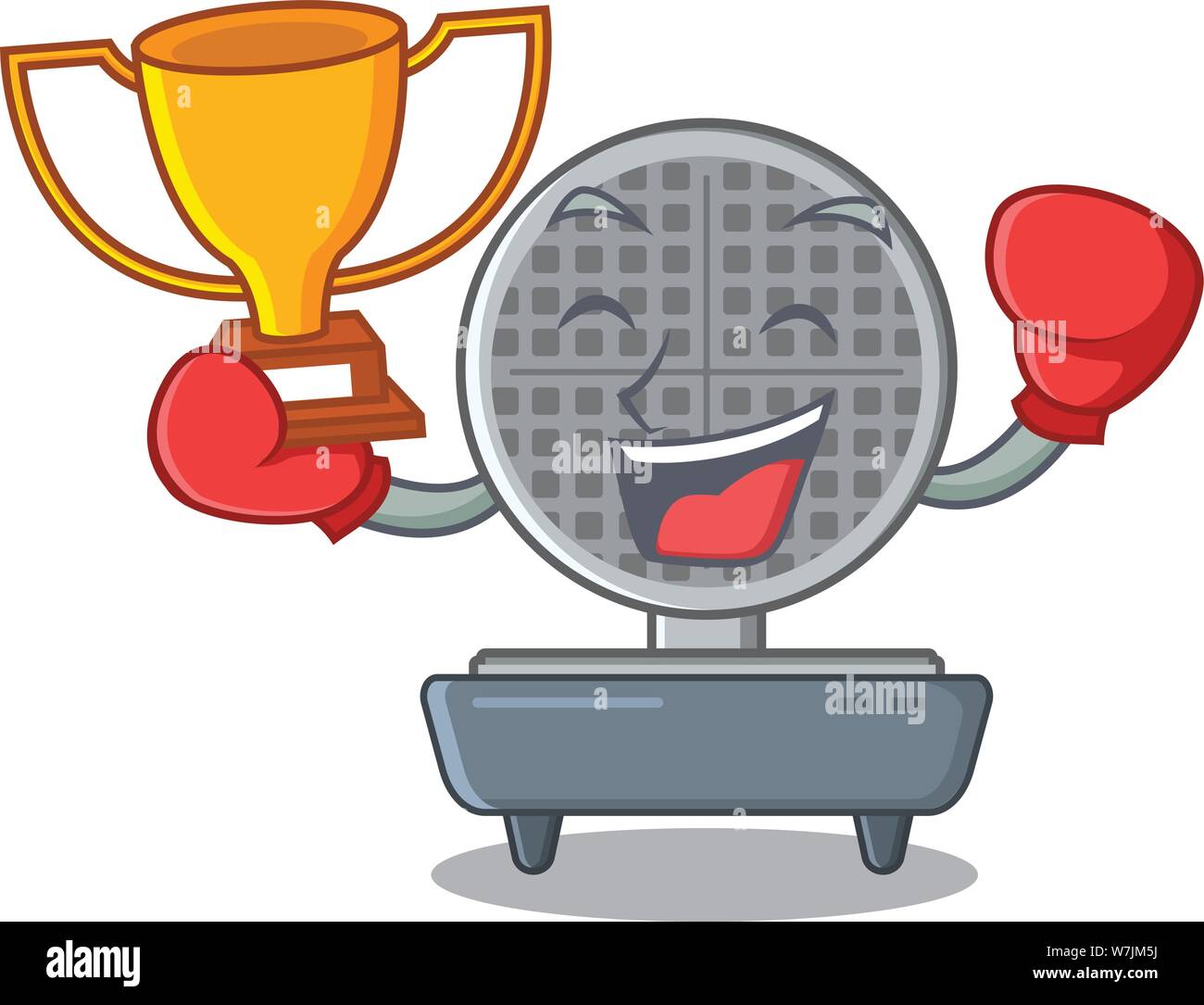 Boxing winner waffle iron above the table mascot Stock Vector Image ...