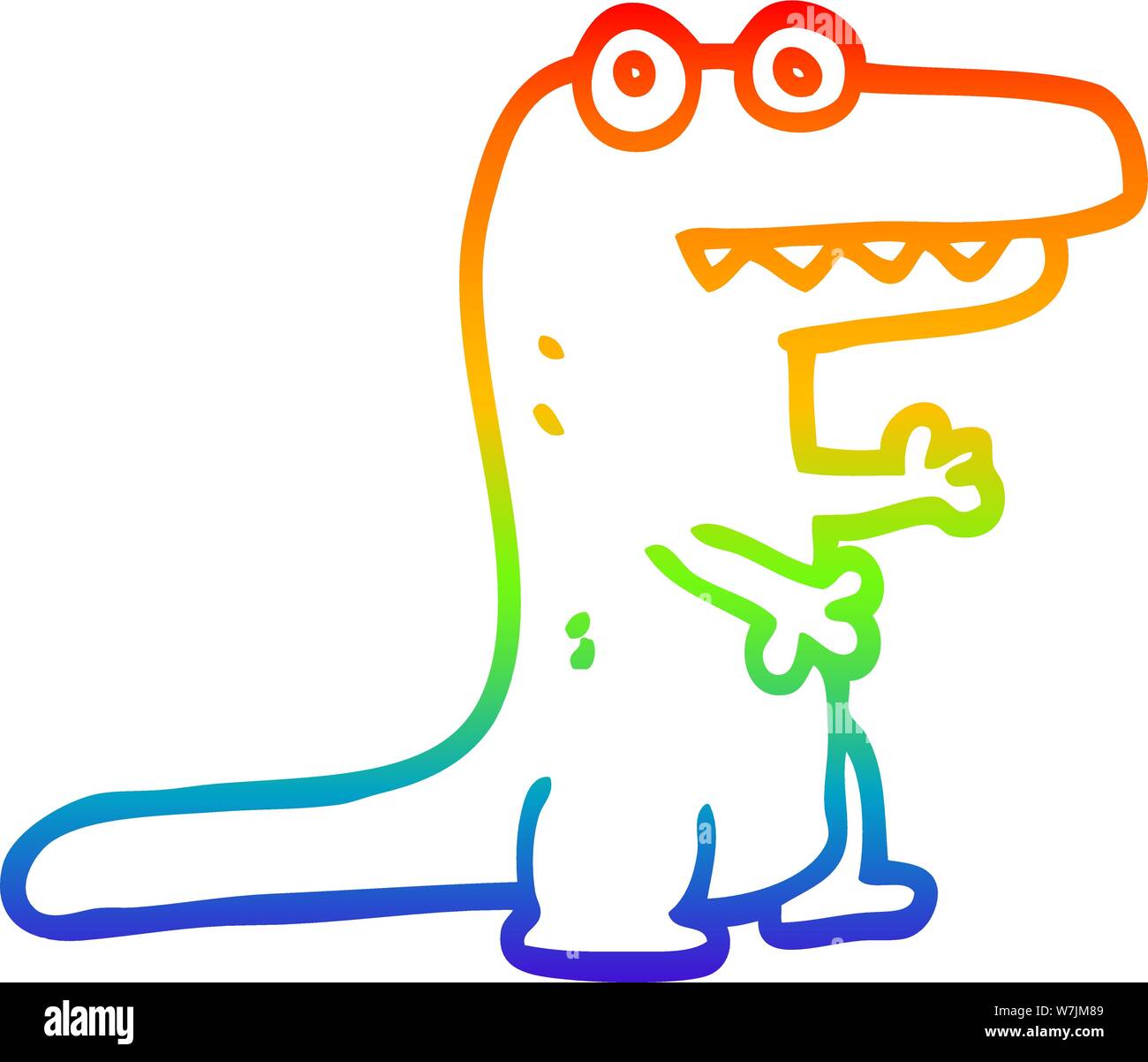 rainbow gradient line drawing of a cartoon crocodile Stock Vector Image ...