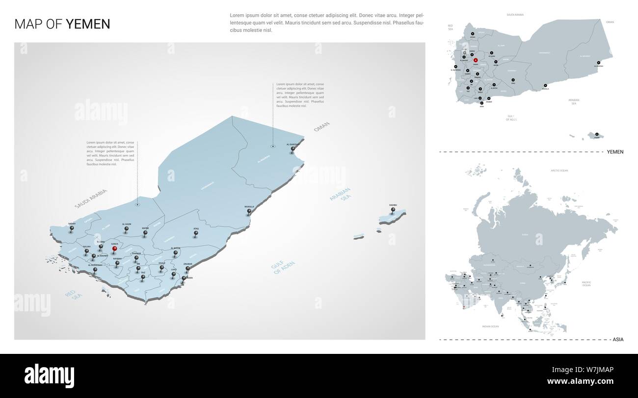 Vector Set Of Yemen Country Isometric 3d Map Yemen Map Asia Map