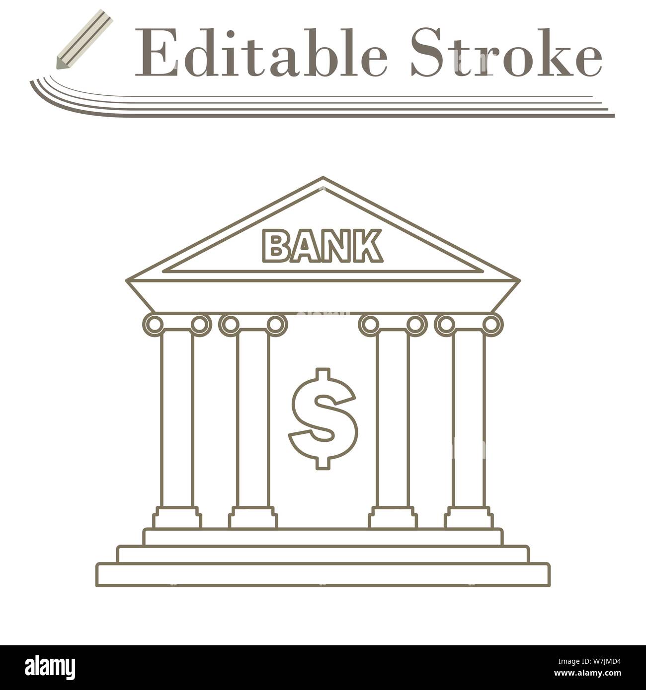 Bank Icon. Editable Stroke Simple Design. Vector Illustration Stock ...