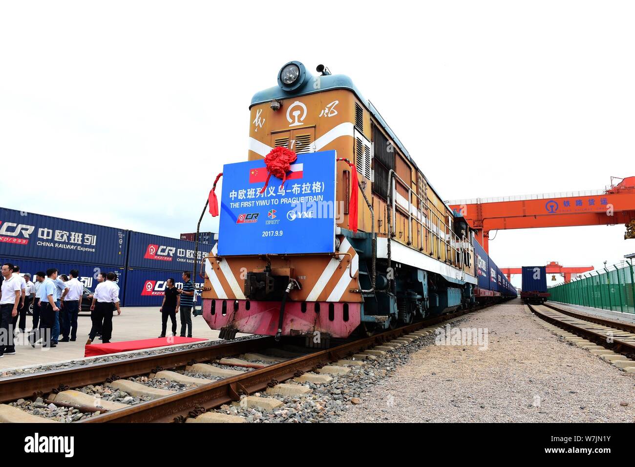 The first freight train of China Railway Express running from Yiwu to ...
