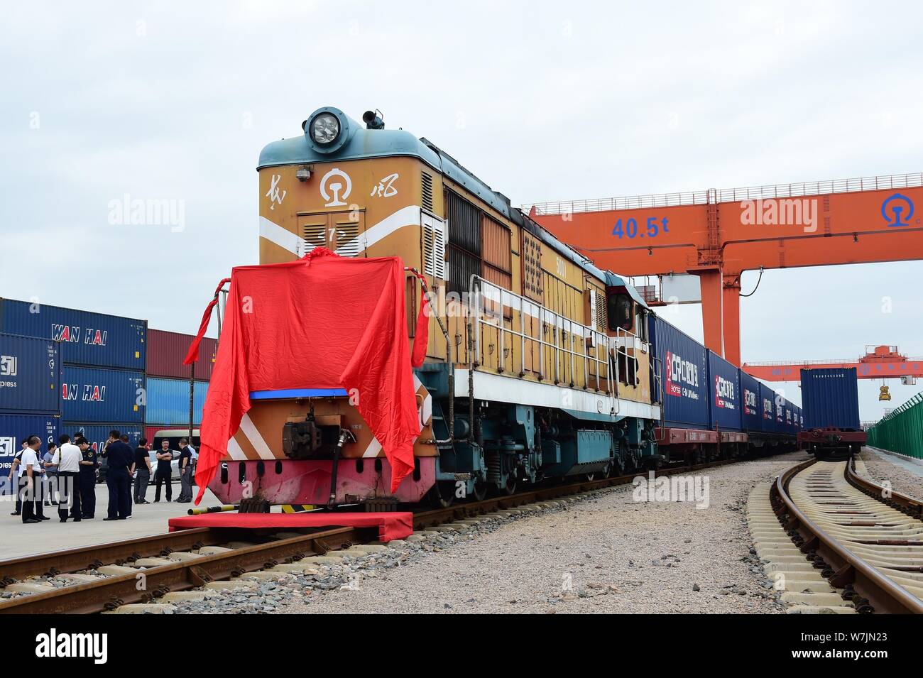 The first freight train of China Railway Express running from Yiwu to ...