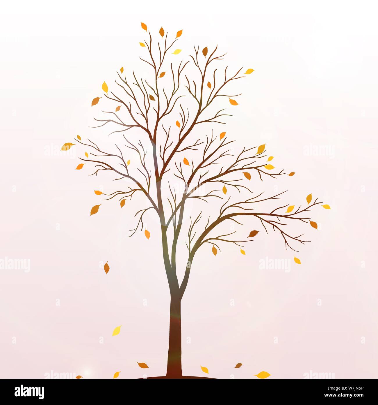 Tree and falling leaves Stock Vector Images - Alamy