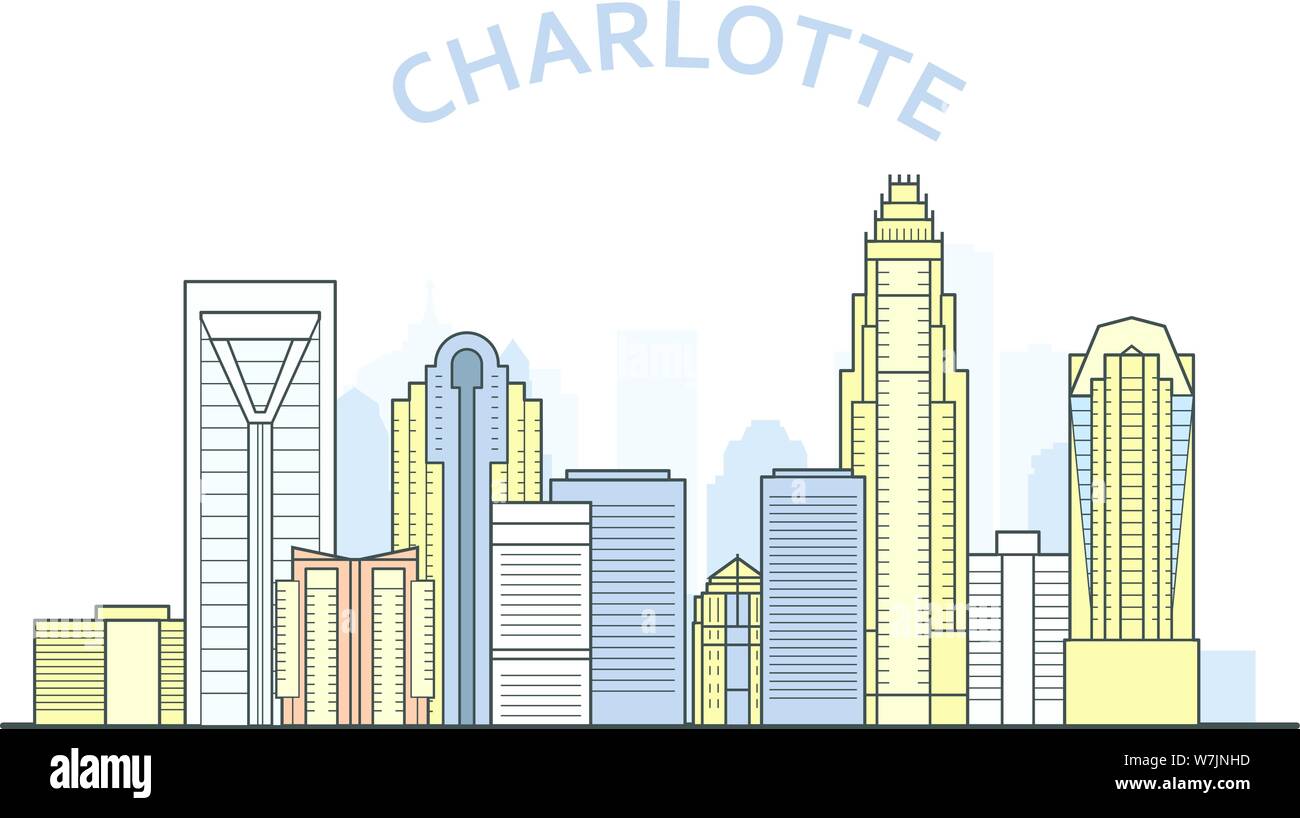 Charlotte cityscape, North Carolina - city panorama of Charlotte ...