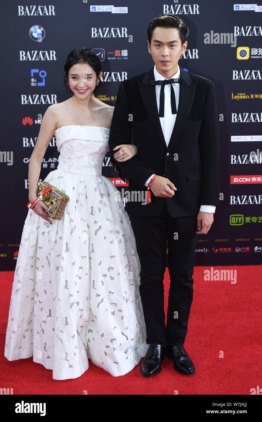 Chinese actress Tang Yixin, left, and her boyfriend actor Zhang Ruoyun ...