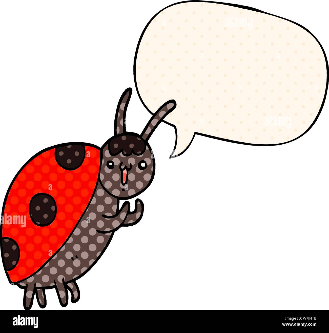 cute cartoon ladybug with speech bubble in comic book style Stock ...