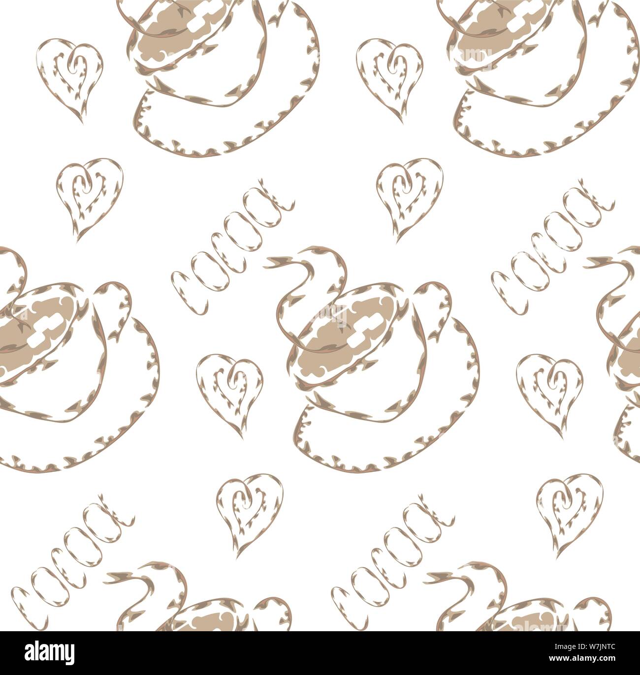 Seamless pattern with cup of steamed cacao, chocolate on white ...