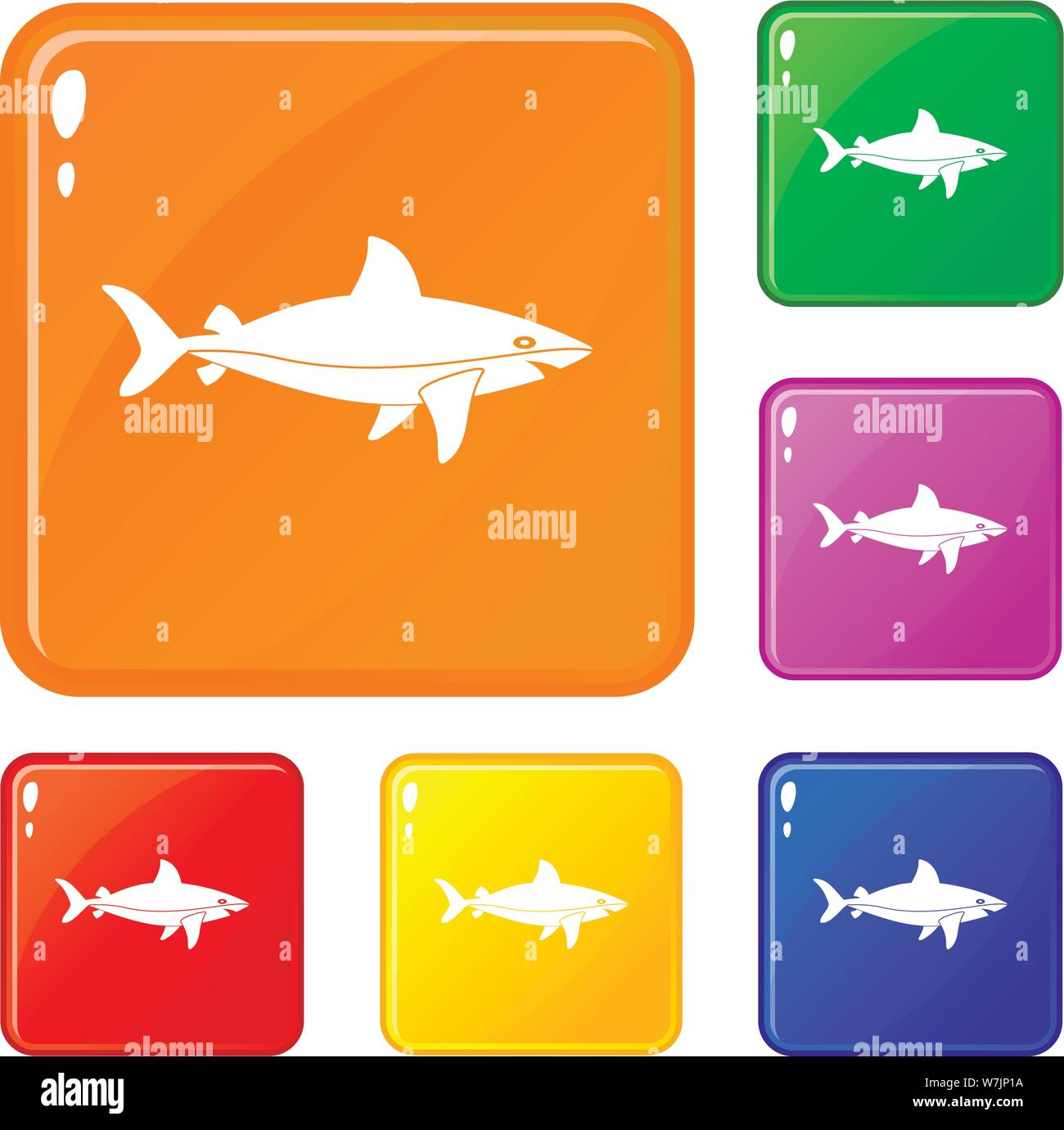 Shark fish icons set vector color Stock Vector Image & Art - Alamy