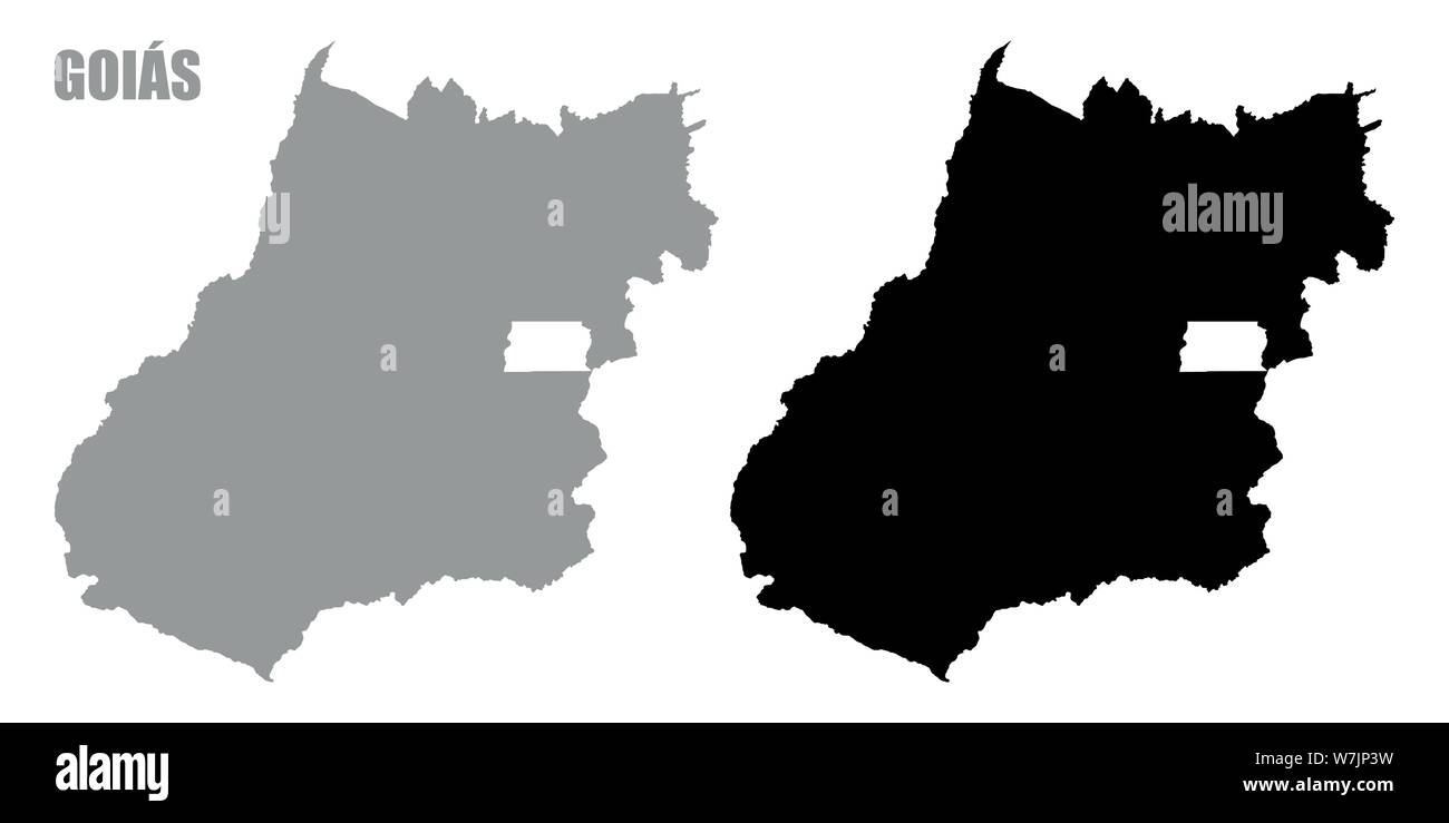 The brazilian Goias State silhouette maps isolated on white background ...