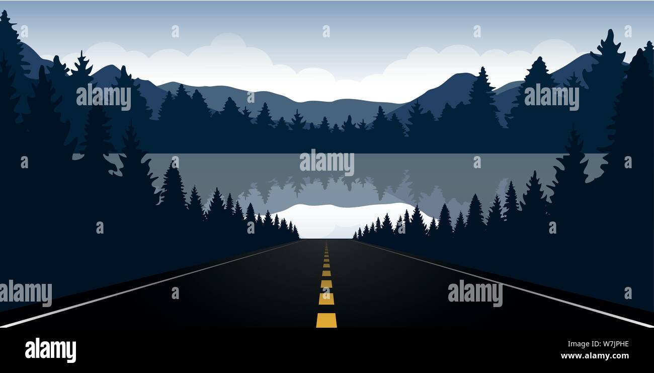 Road blue sky rocky Stock Vector Images - Alamy