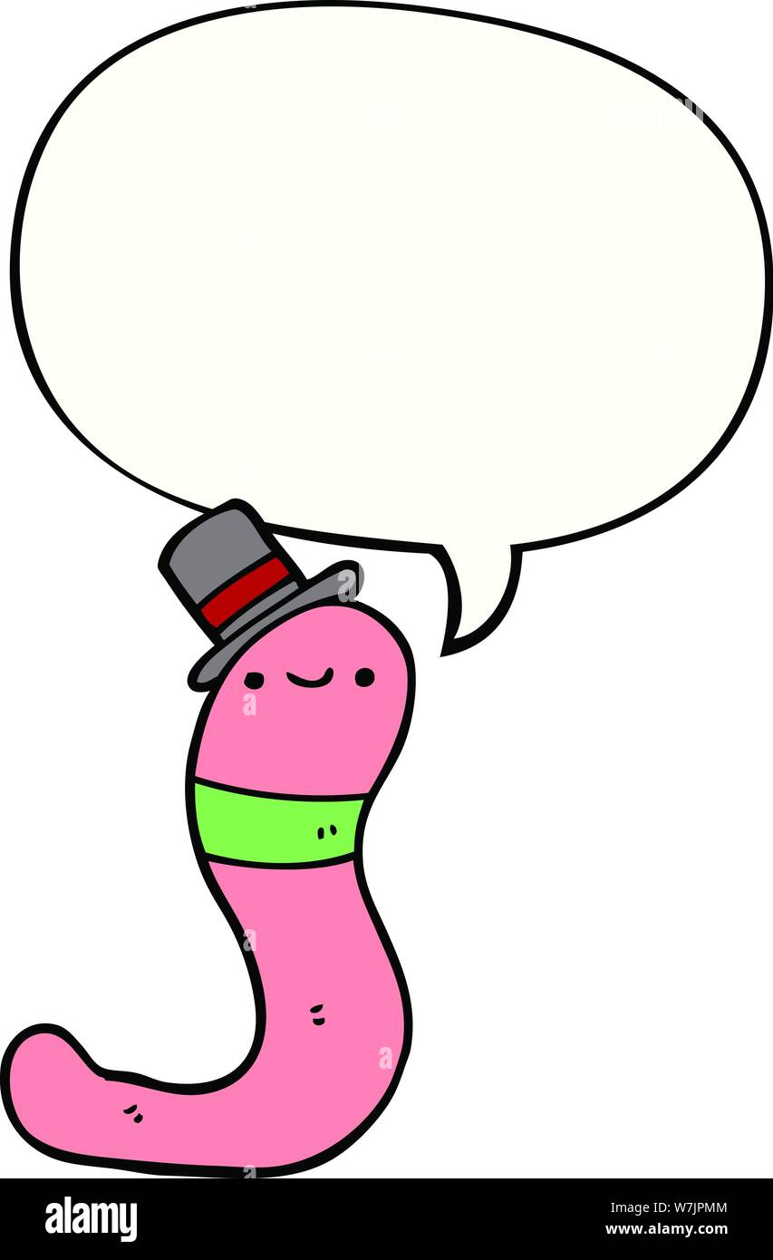 cute cartoon worm with speech bubble Stock Vector Image & Art - Alamy