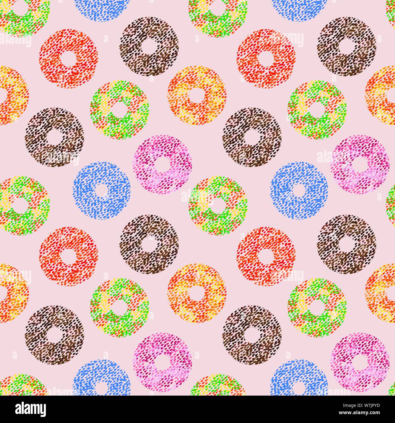seamless vector polka dots pattern with colorful sprinkled donuts Stock ...