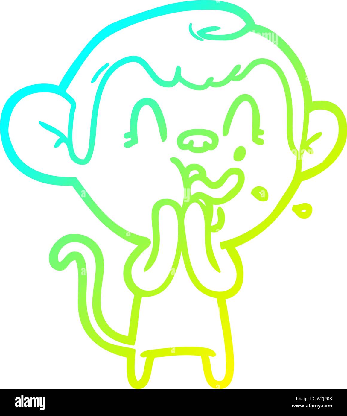 cold gradient line drawing of a crazy cartoon monkey Stock Vector Image ...