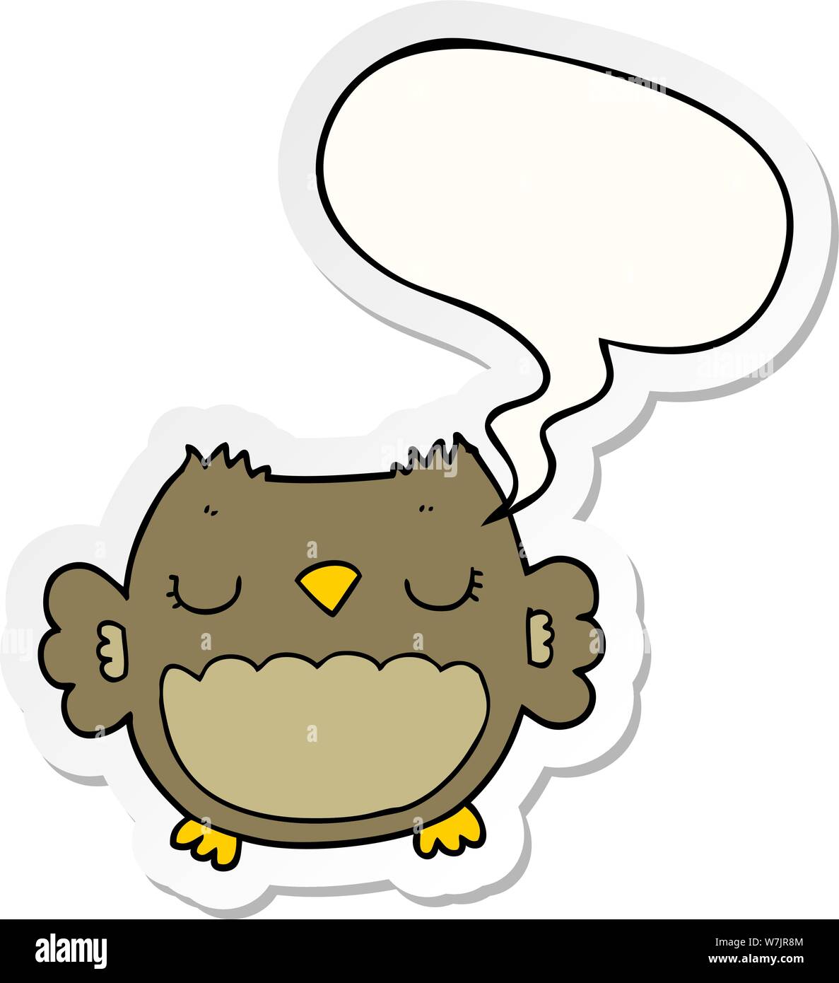 cute cartoon owl with speech bubble sticker Stock Vector Image & Art ...
