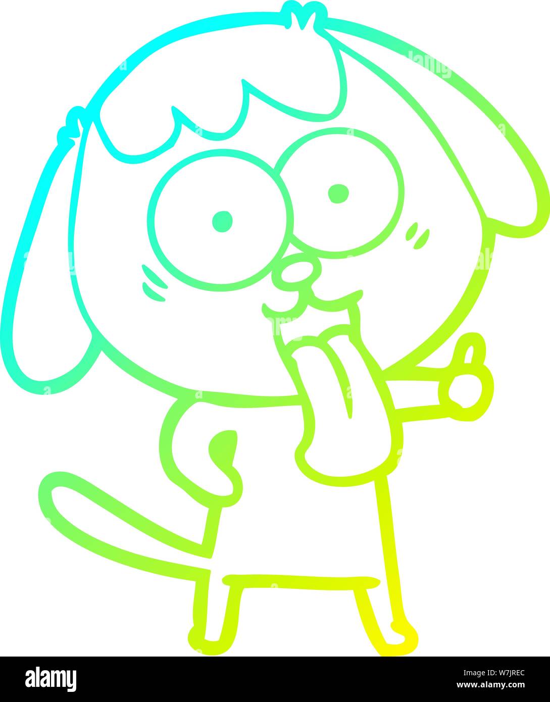 cold gradient line drawing of a cute cartoon dog Stock Vector Image ...