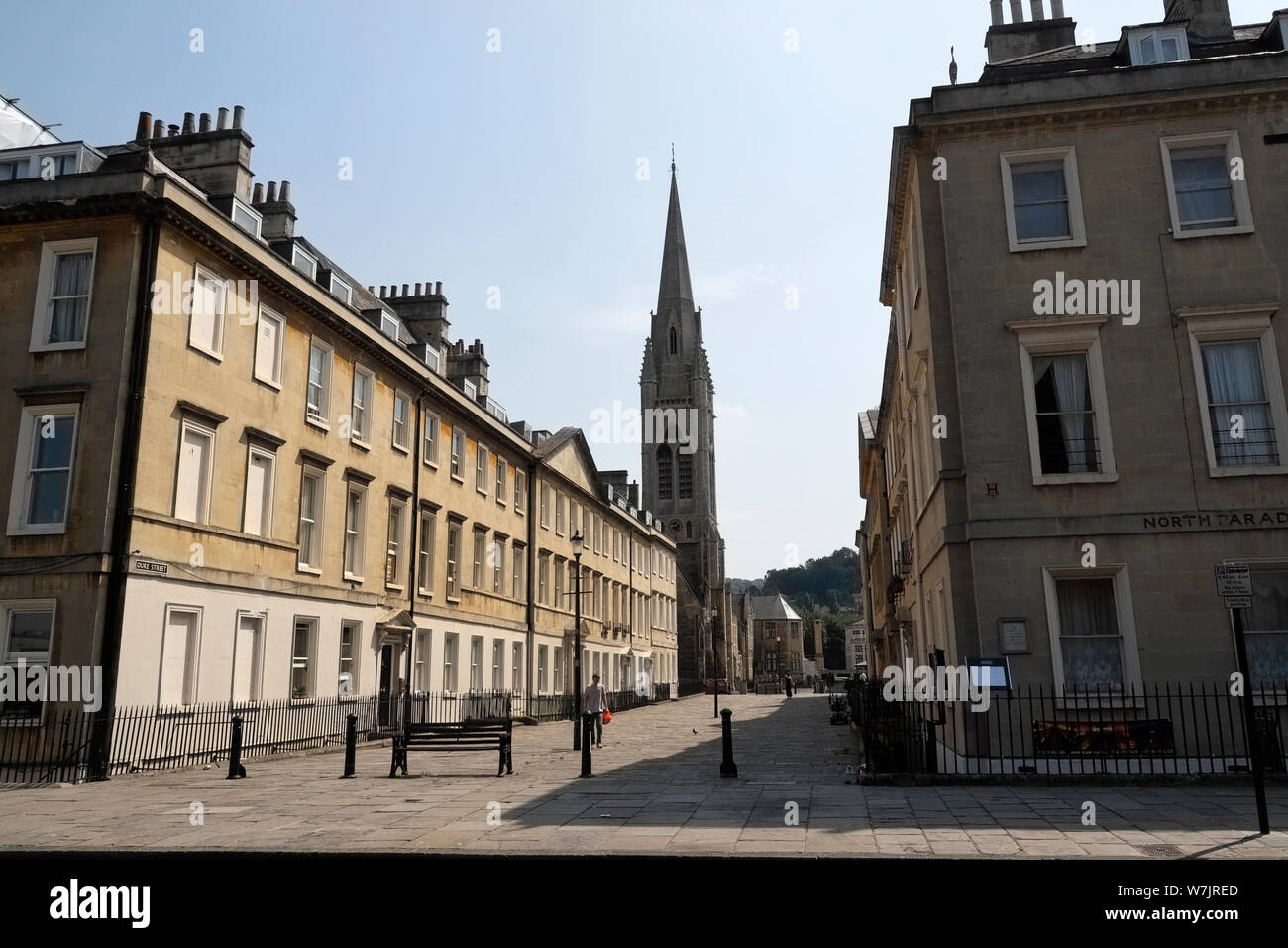St Johns church viewed along Duke Street, Bath England UK. georgian ...