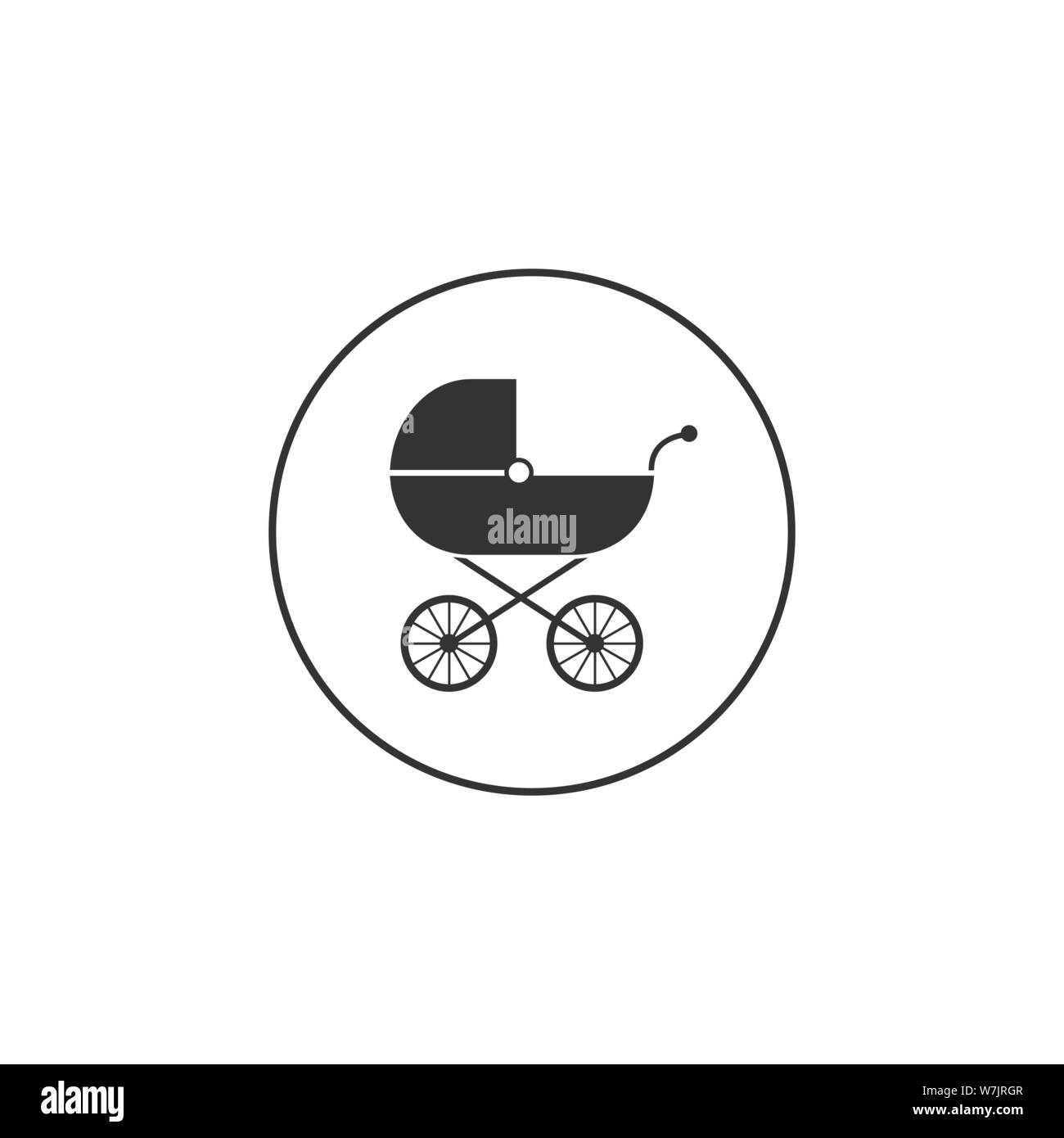 Vector illustration, flat design. Baby, carriage, buggy pram stroller ...