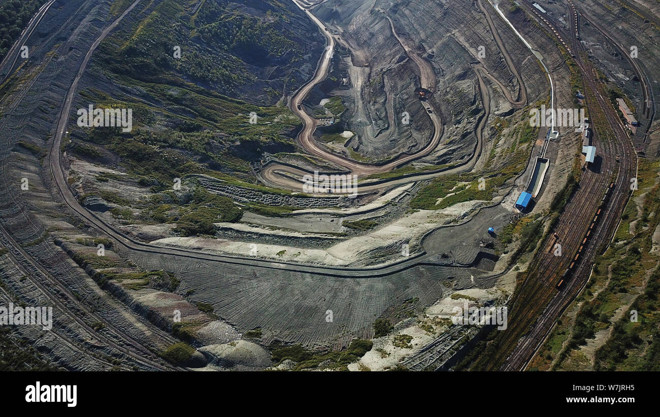 Aerial view of the Fushun East Open-Pit Coal Mine in Fushun city ...