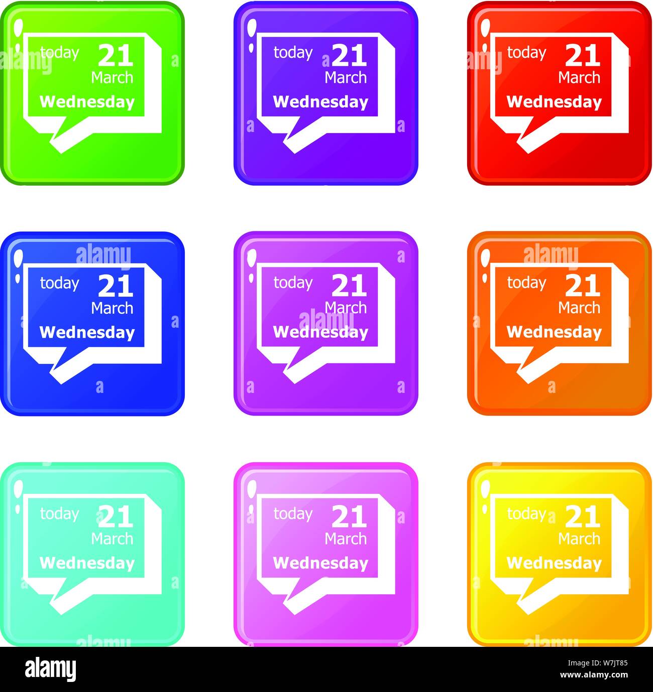 Wednesday calendar icons set 9 color collection Stock Vector Image ...