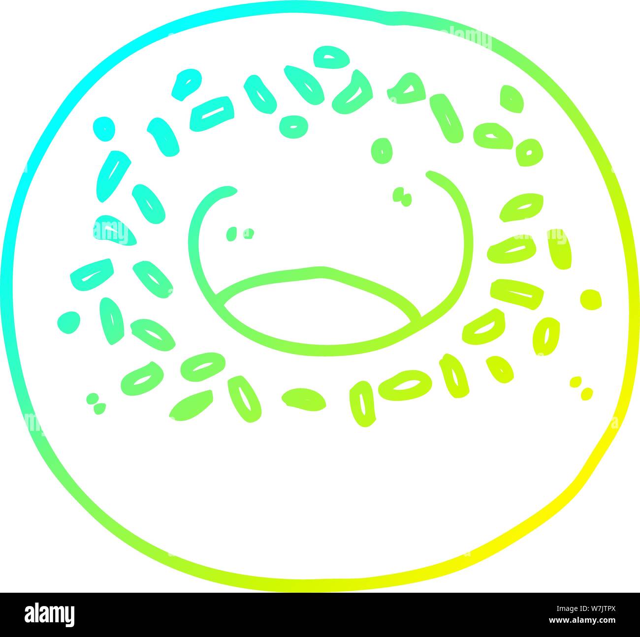 cold gradient line drawing of a cartoon donut Stock Vector Image & Art ...