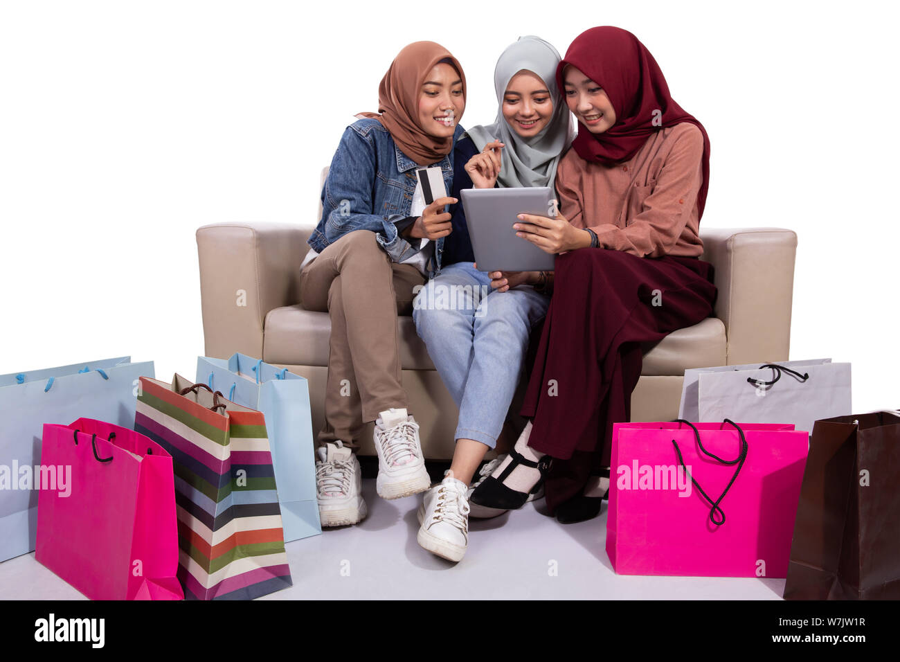 Beautiful women shop online hi-res stock photography and images - Alamy