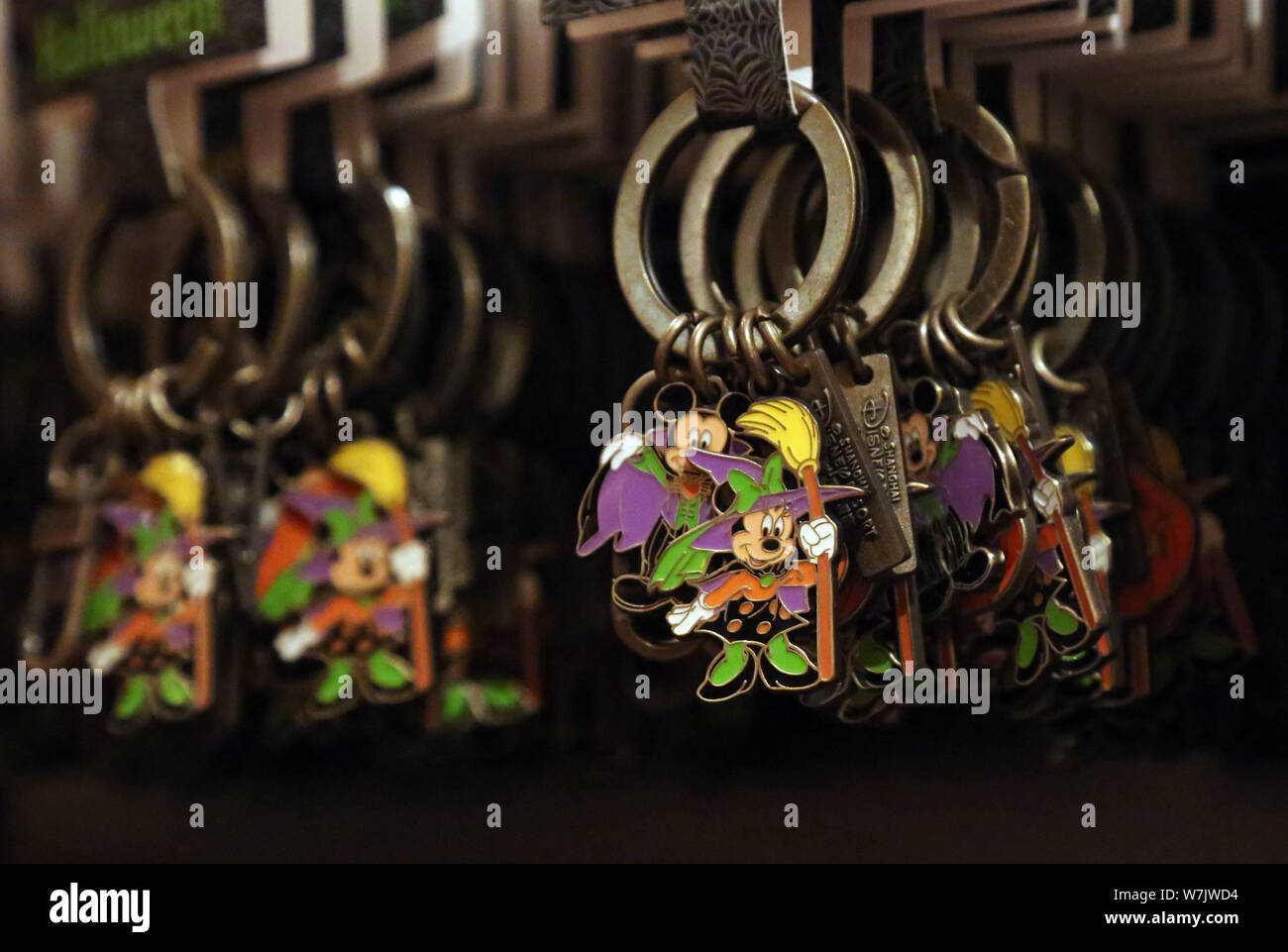 Halloween-themed key rings are for sale at a store in the Shanghai ...