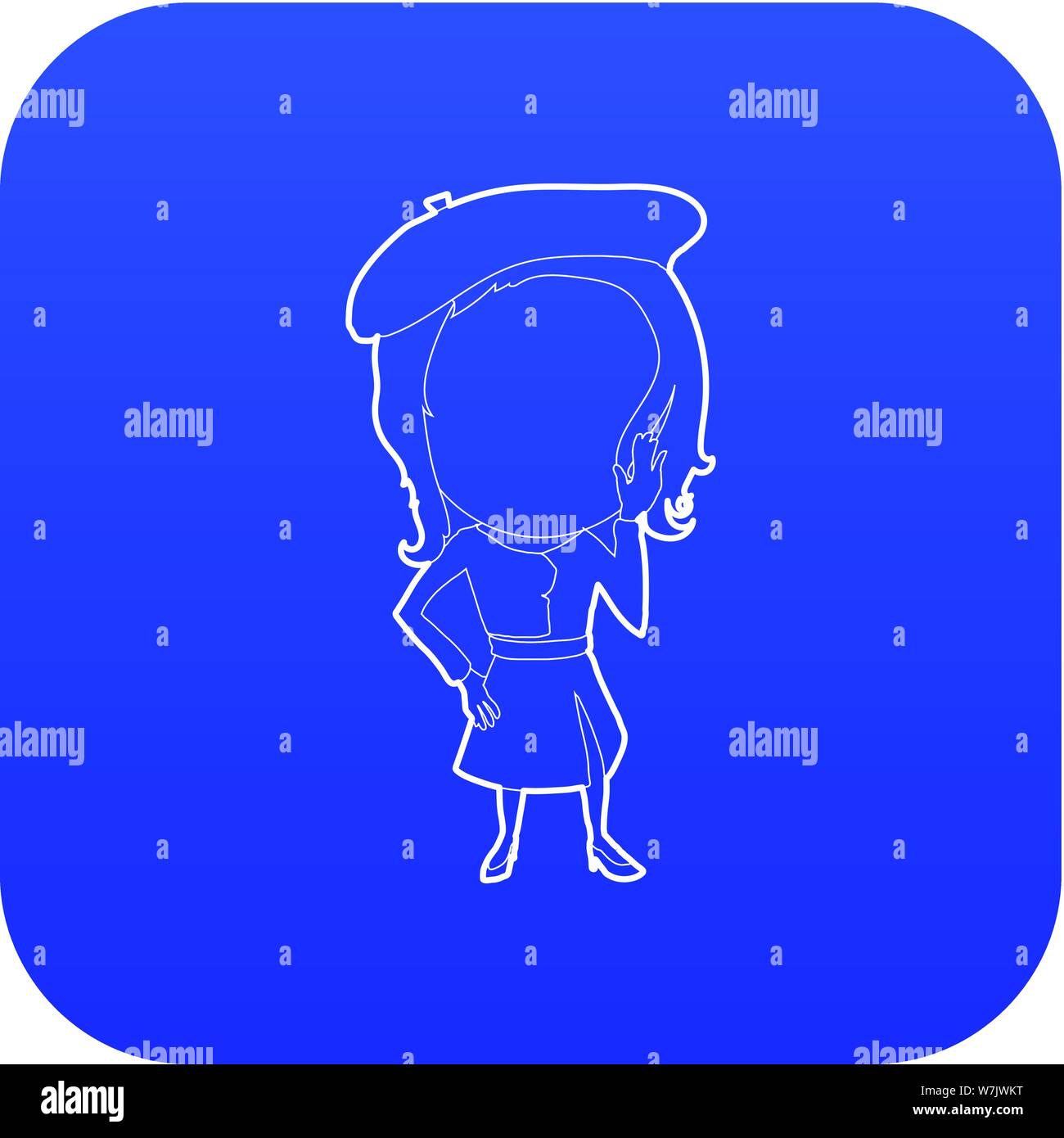 French girl icon blue vector Stock Vector Image & Art - Alamy