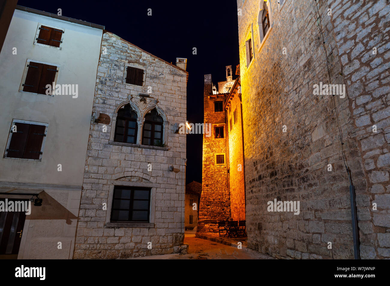 Night view of scenic venetian architecture in Bale - Valle Istria ...