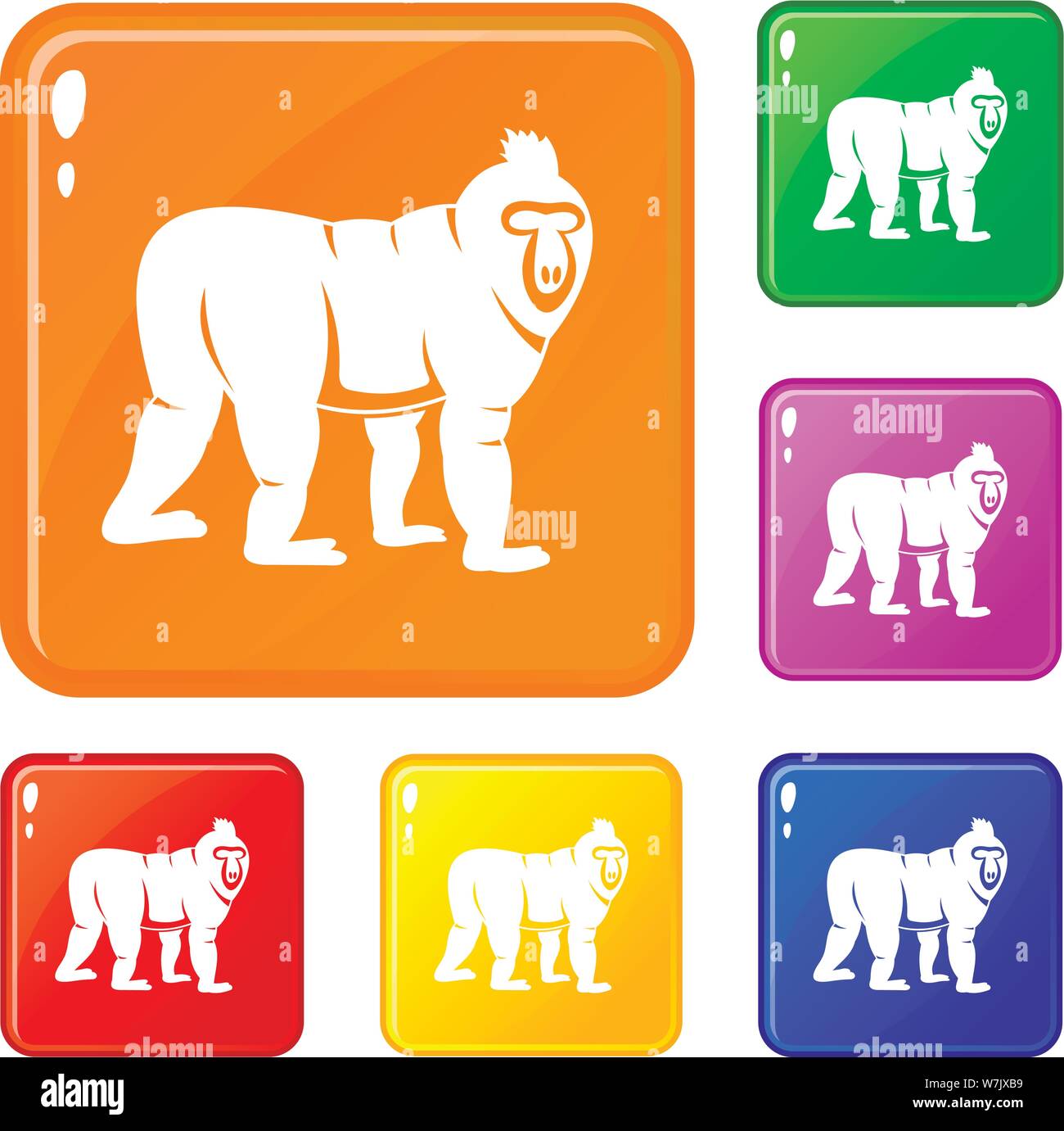 Mandrill monkey icons set vector color Stock Vector Image & Art - Alamy