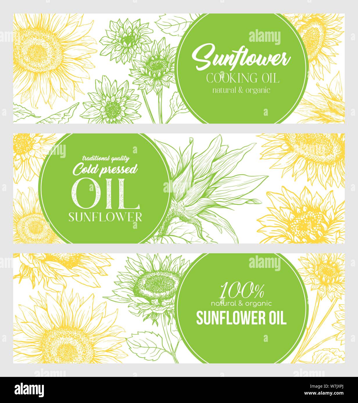 Sunflower Oil Print Template. Yellow and Orange Banners for ...