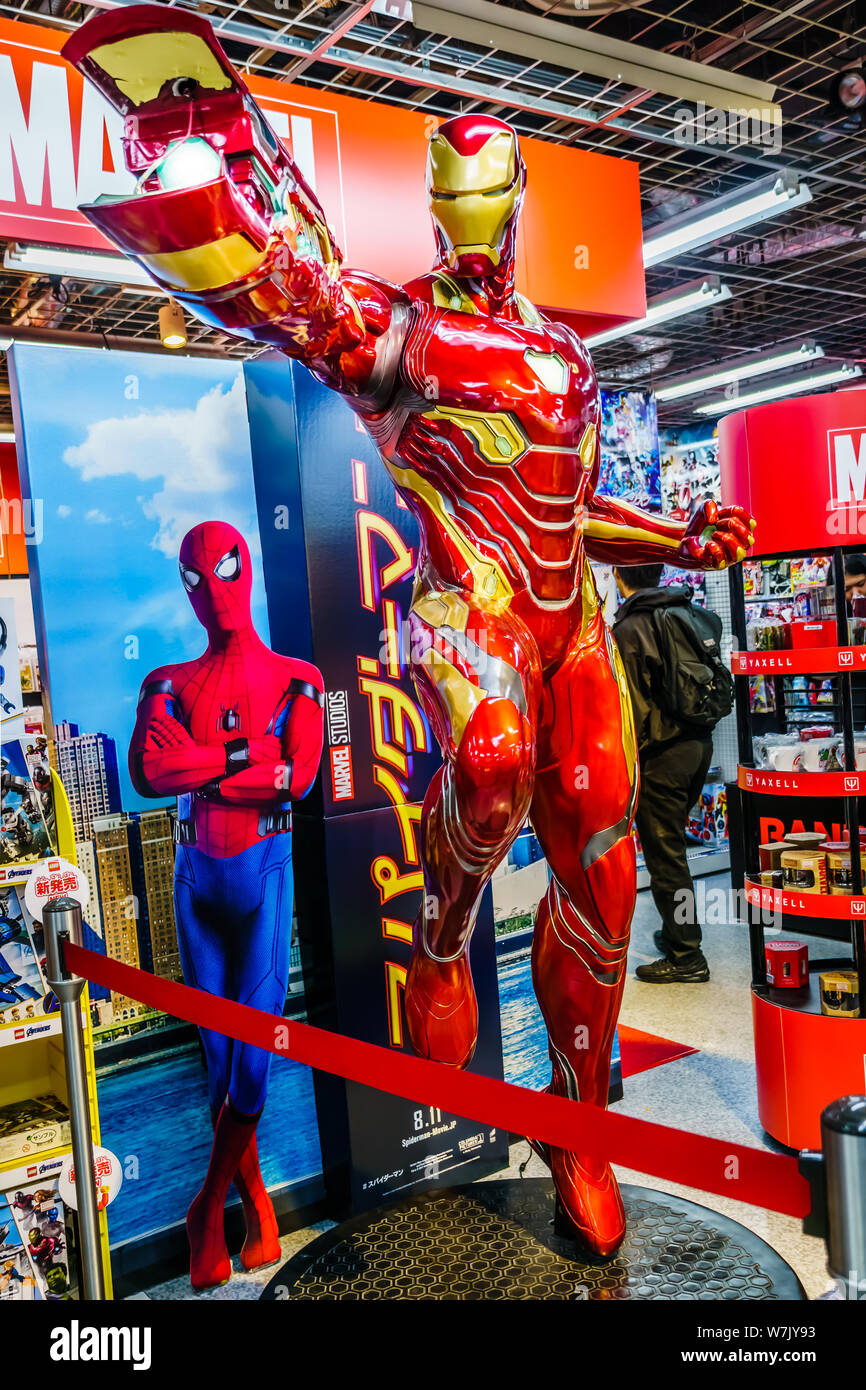 Tokyo, Japan - May 11, 2019: Iron man on display. Yodobashi Akiba in ...