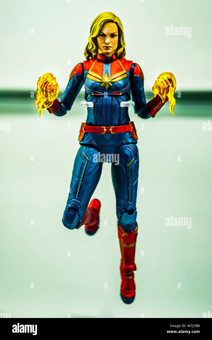 Tokyo, Japan - May 11, 2019: Captain Marvel on display. Yodobashi Akiba ...