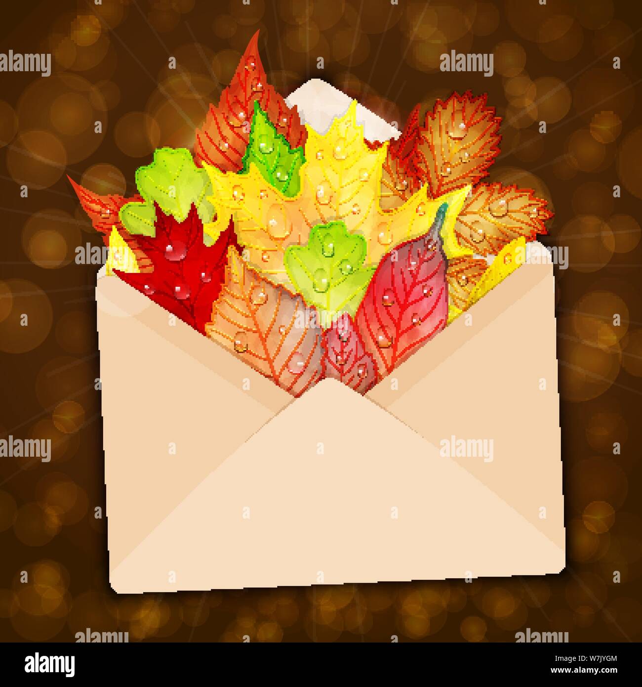 Envelope with colorful autumn leaves vector Stock Vector Image & Art ...