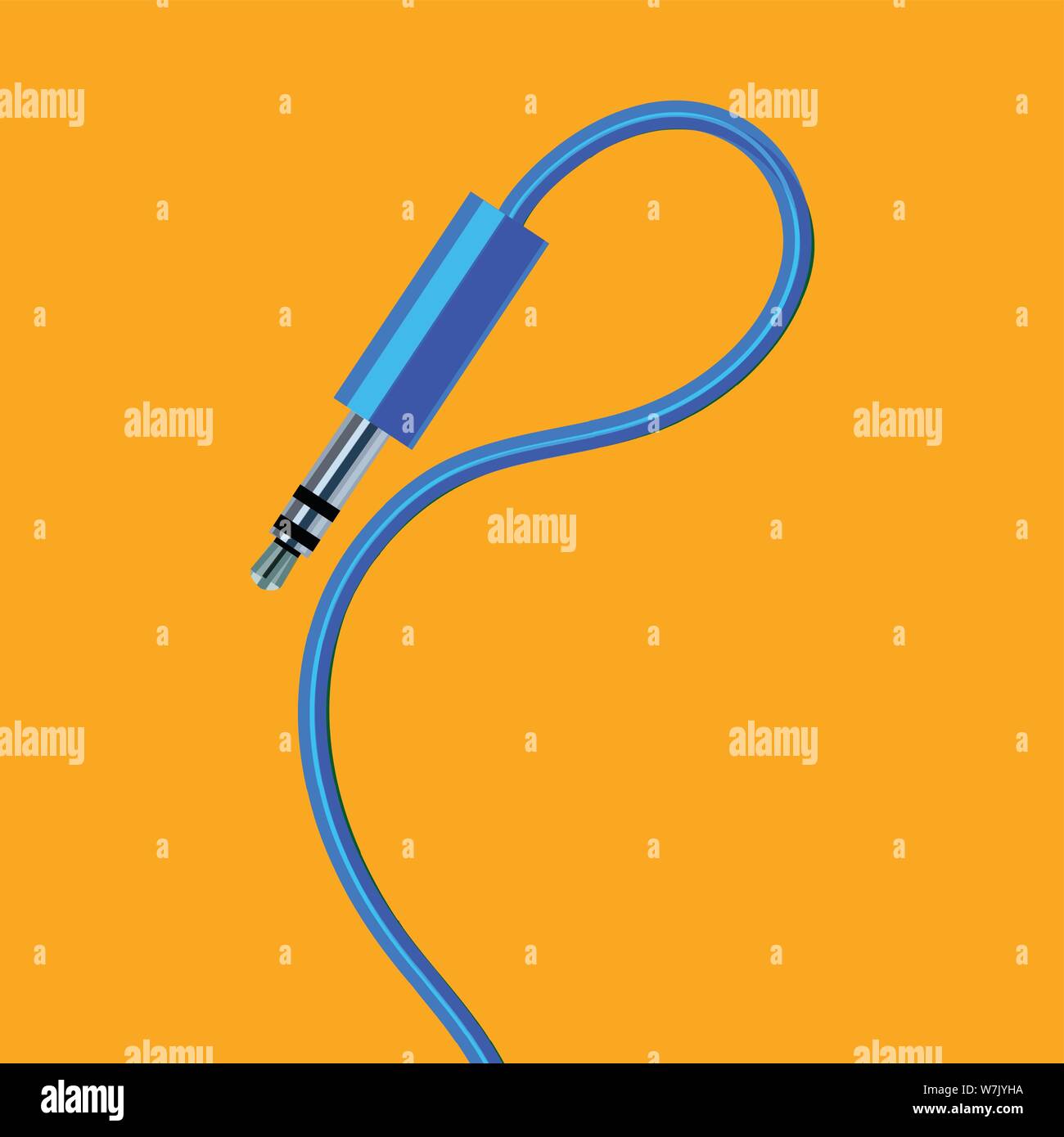 Blue headphone jack on an orange background, rendered graphically in ...