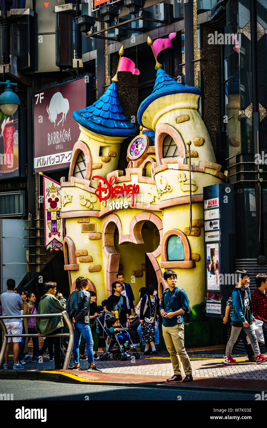 Tokyo, Japan - May 12, 2019: Disney Store in Shibuya. Shibuya Tokyo is ...