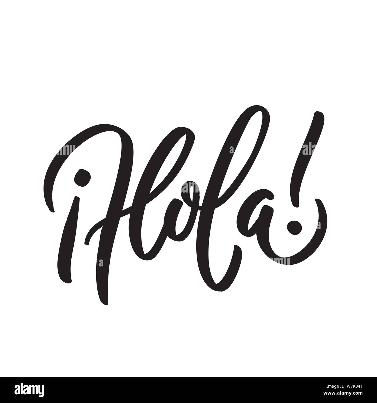 Hola word lettering. brush calligraphy, hand writing, typography ...